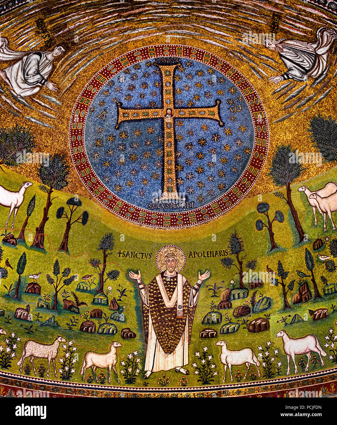 6-7th century Byzantine mosaics in Sant' Apollinare in Classe, apse ...