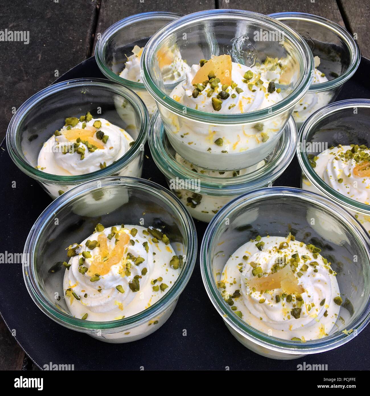 Stack of Lemon cream desserts Stock Photo - Alamy