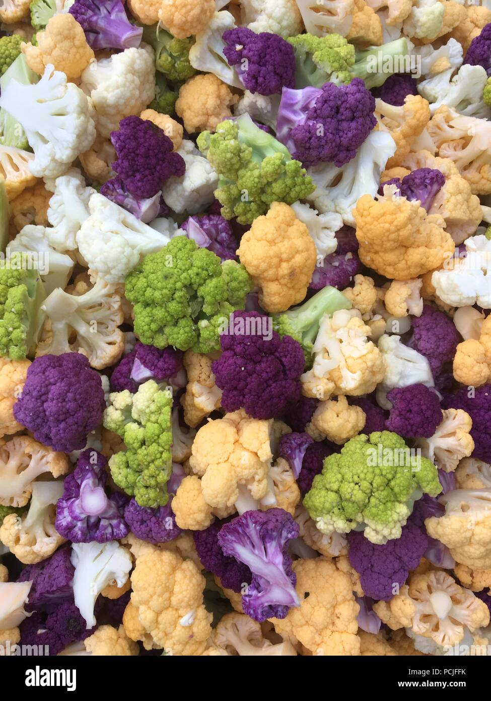 Multi-colored cauliflower florets Stock Photo - Alamy