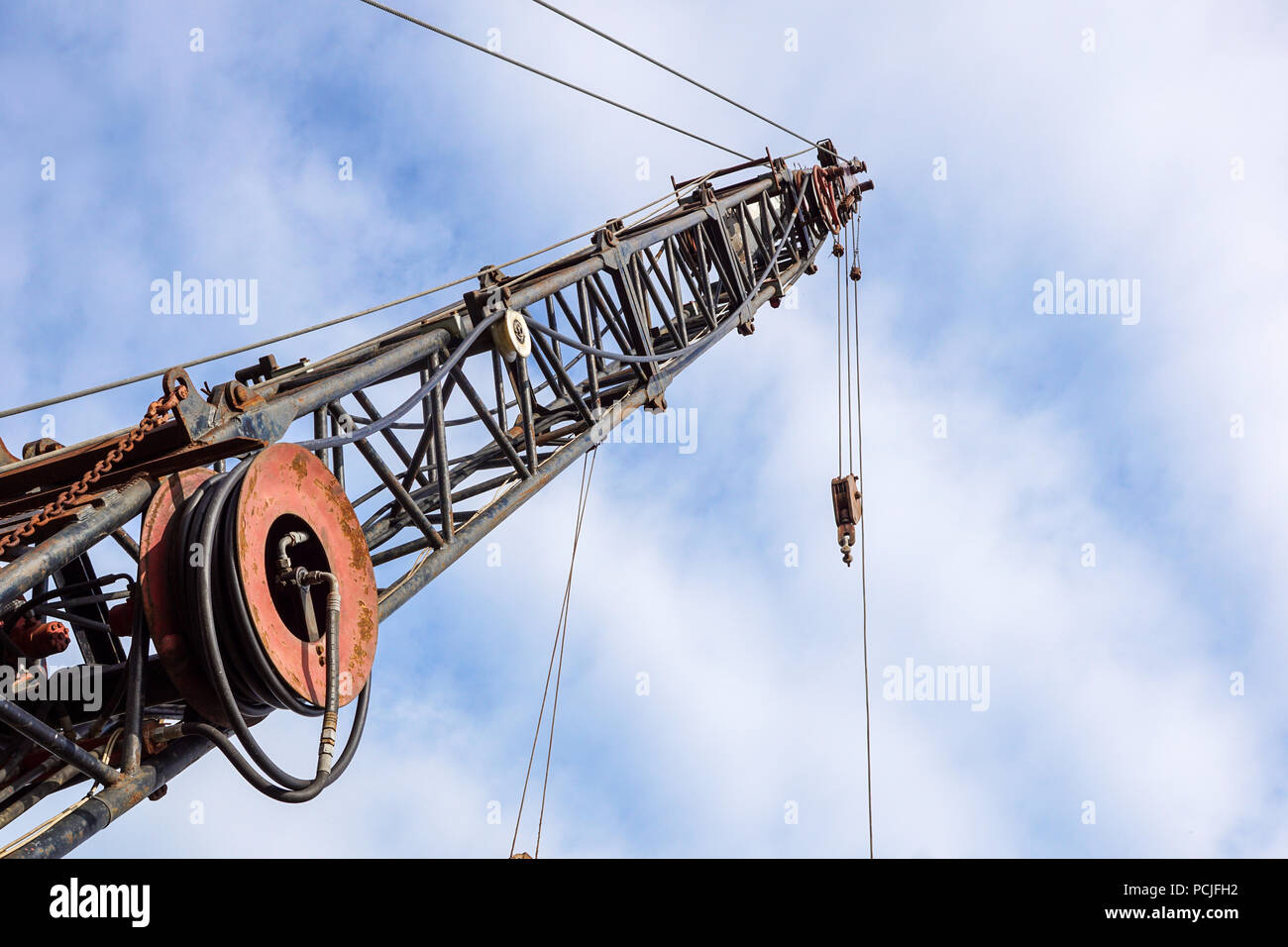 Power crane arm in under construction close up Stock Photo - Alamy