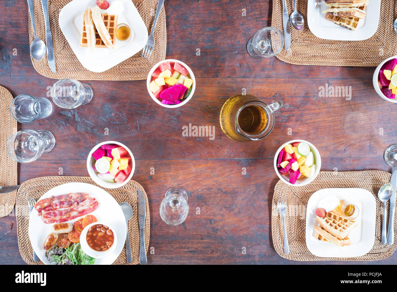 Overhead view of breakfast Stock Photo - Alamy