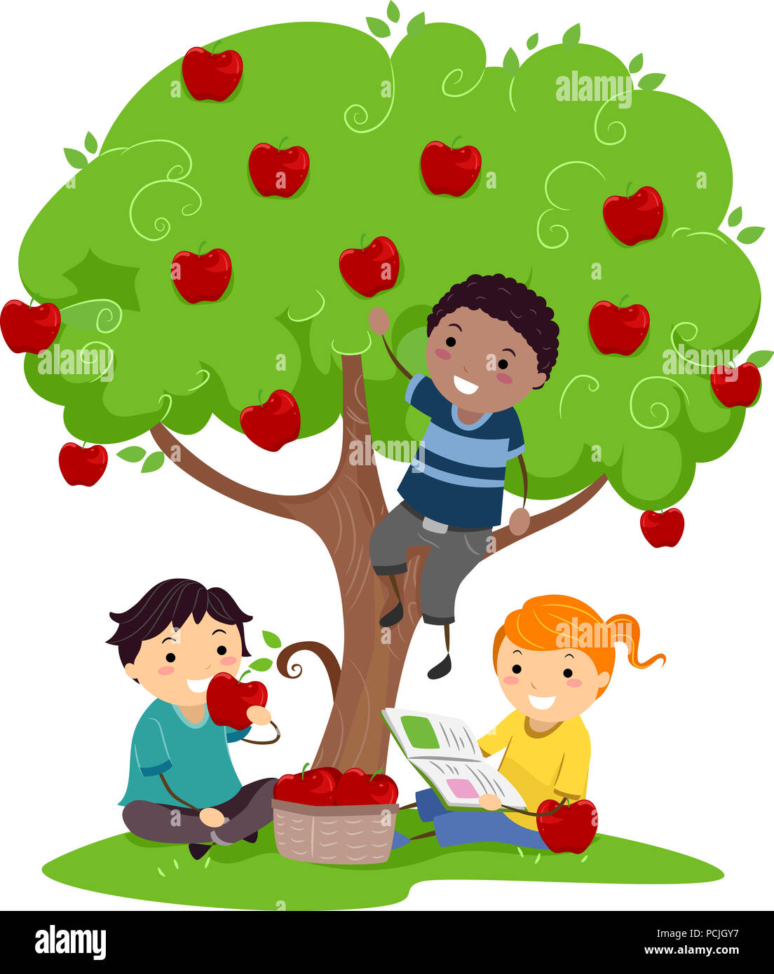 Illustration children apple tree hi-res stock photography and images ...