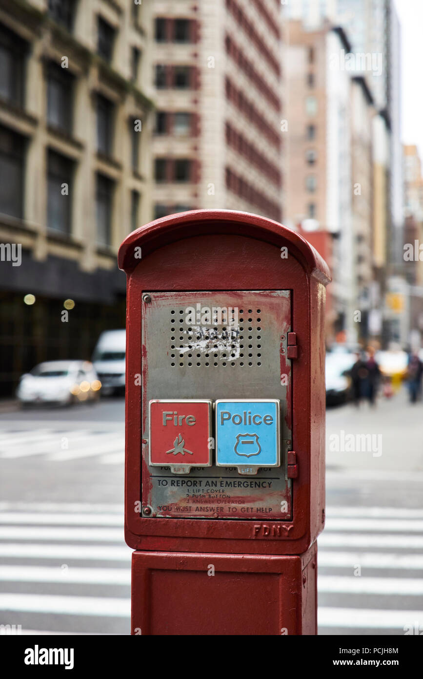 Fire and police alarm boxes in New York City Stock Photo - Alamy