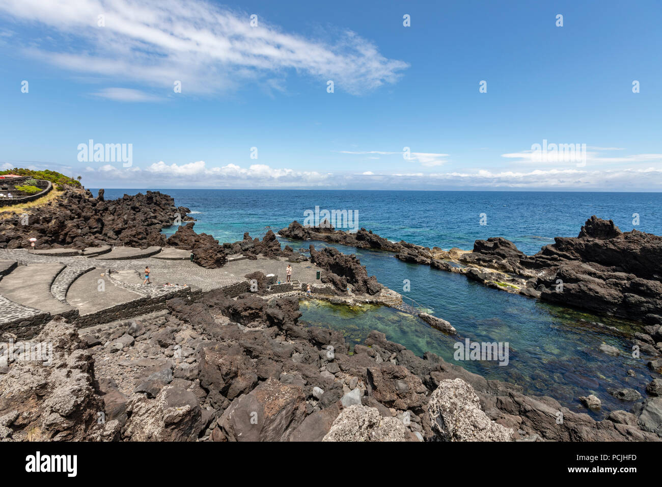 People enjoying the Natural pool in Sao Roque do Pico, Pico island ...