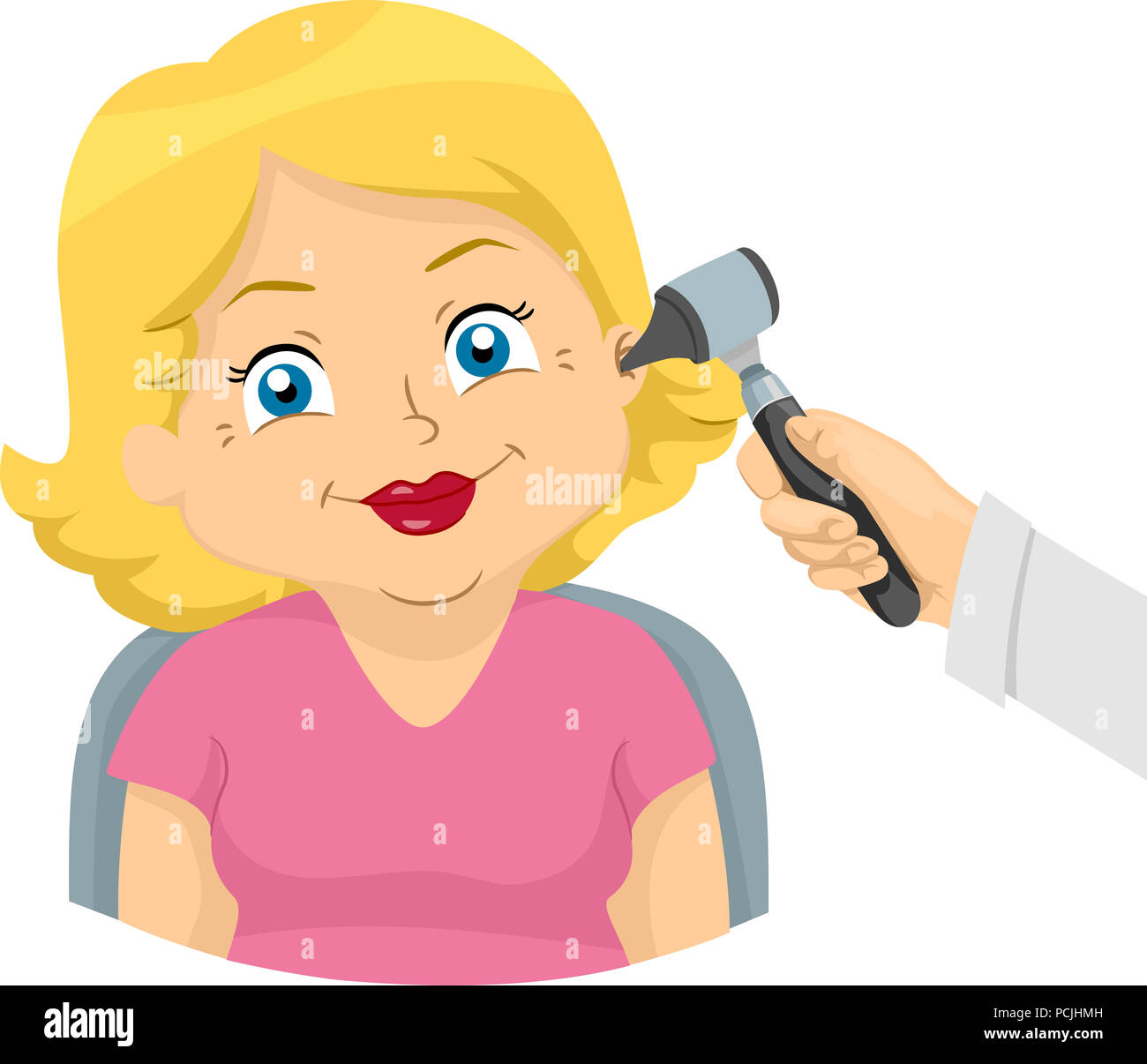 Illustration of a Senior Woman Having Her Ear Check Up Stock Photo - Alamy