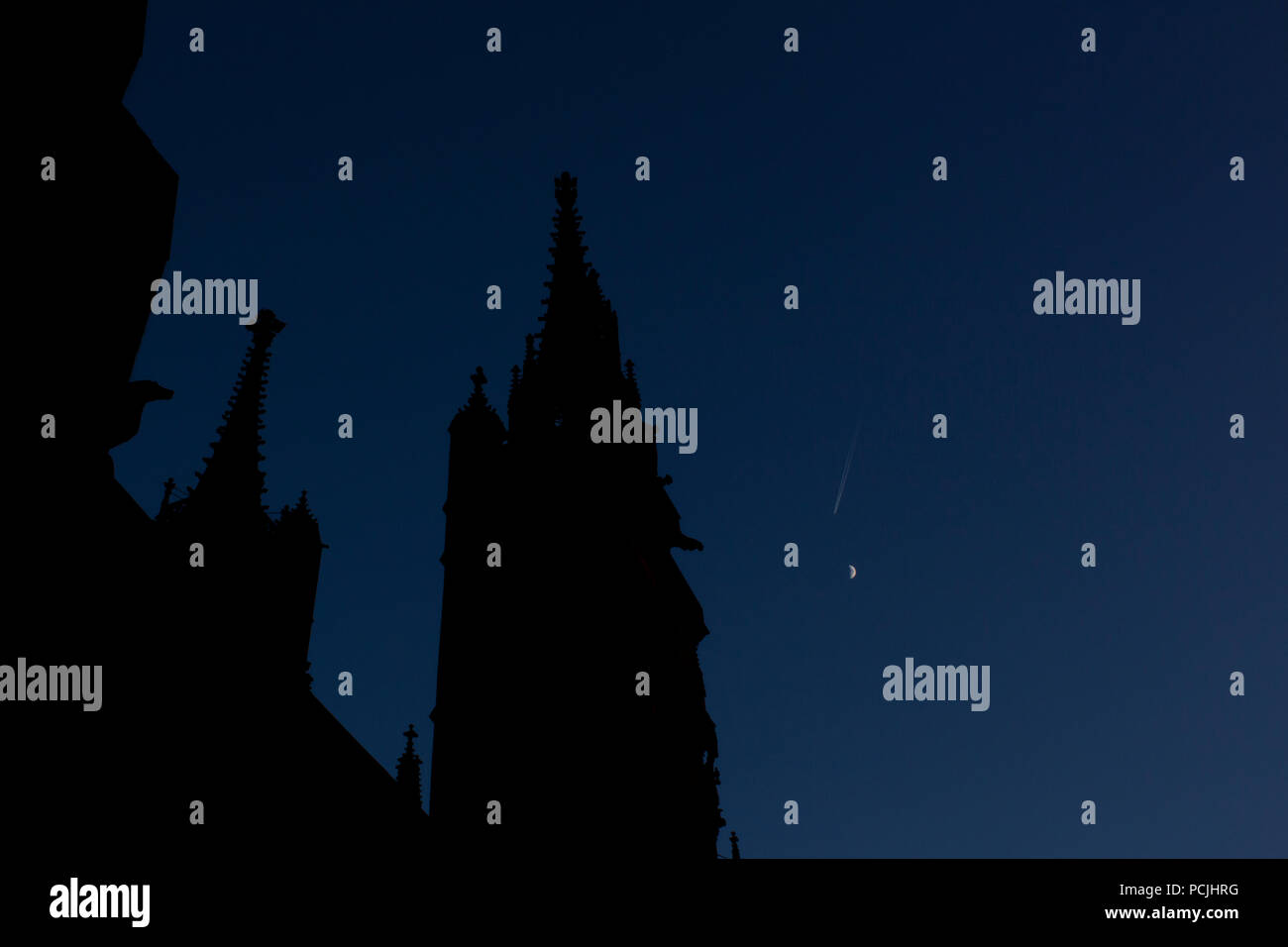 Towers of the Basel Minster (church and former cathedral) in Basel ...