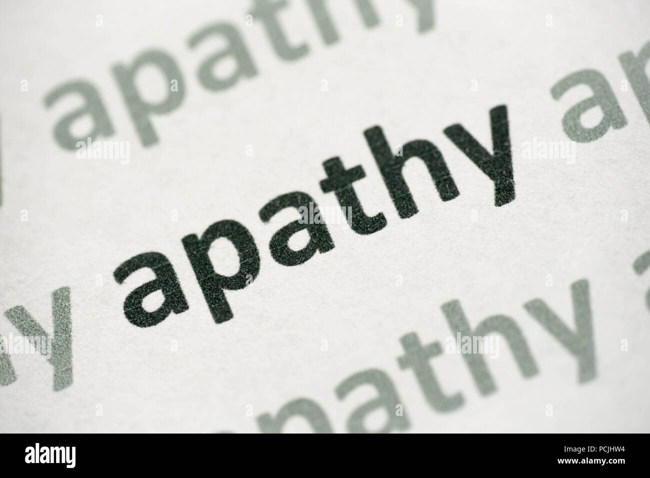 word apathy printed on white paper macro Stock Photo - Alamy