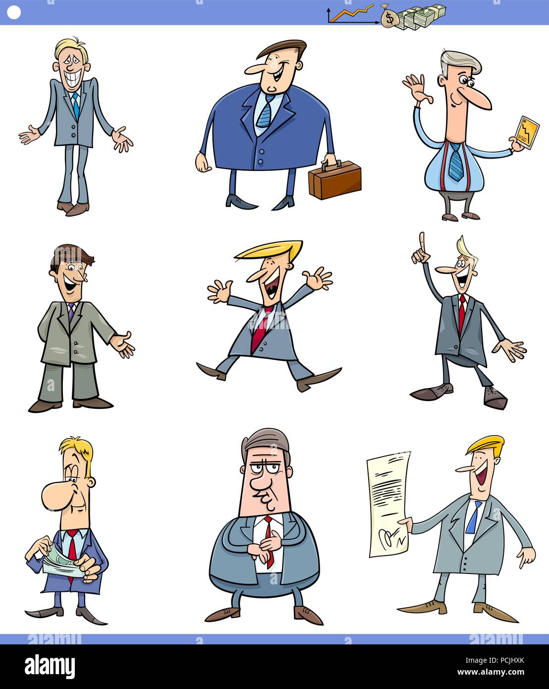 Cartoon Illustration Set of Funny Men or Businessmen Characters Stock ...
