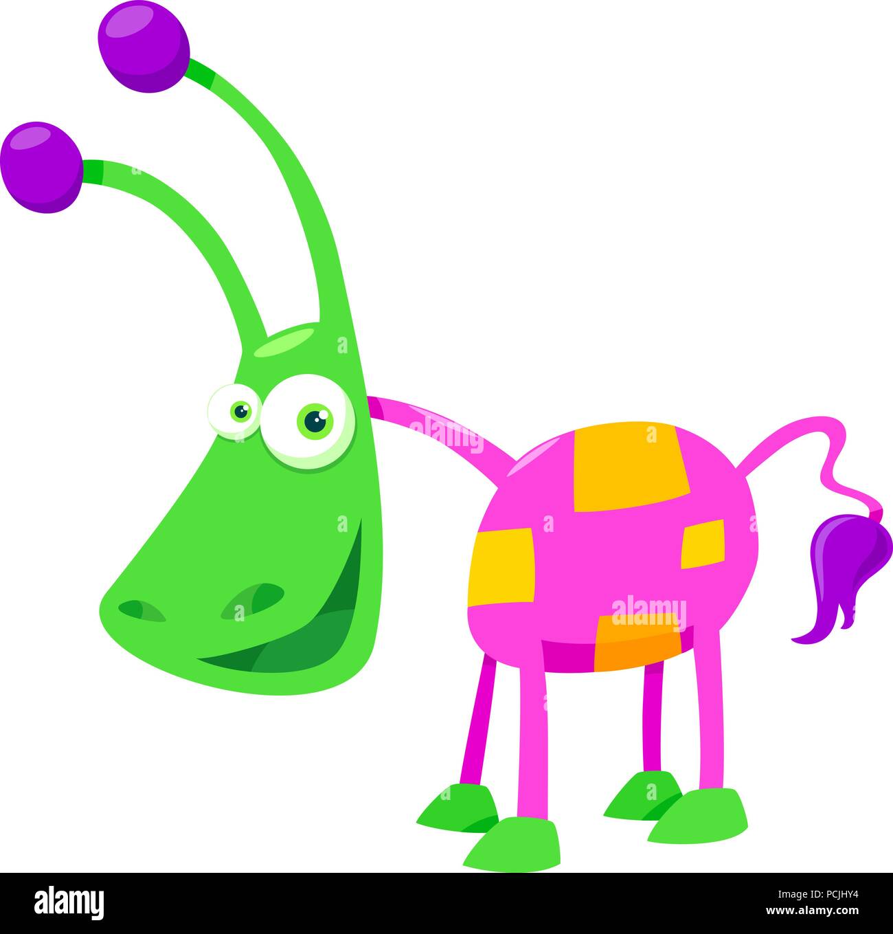 Cartoon Illustration of Colorful Fantasy Creature Funny Character Stock ...