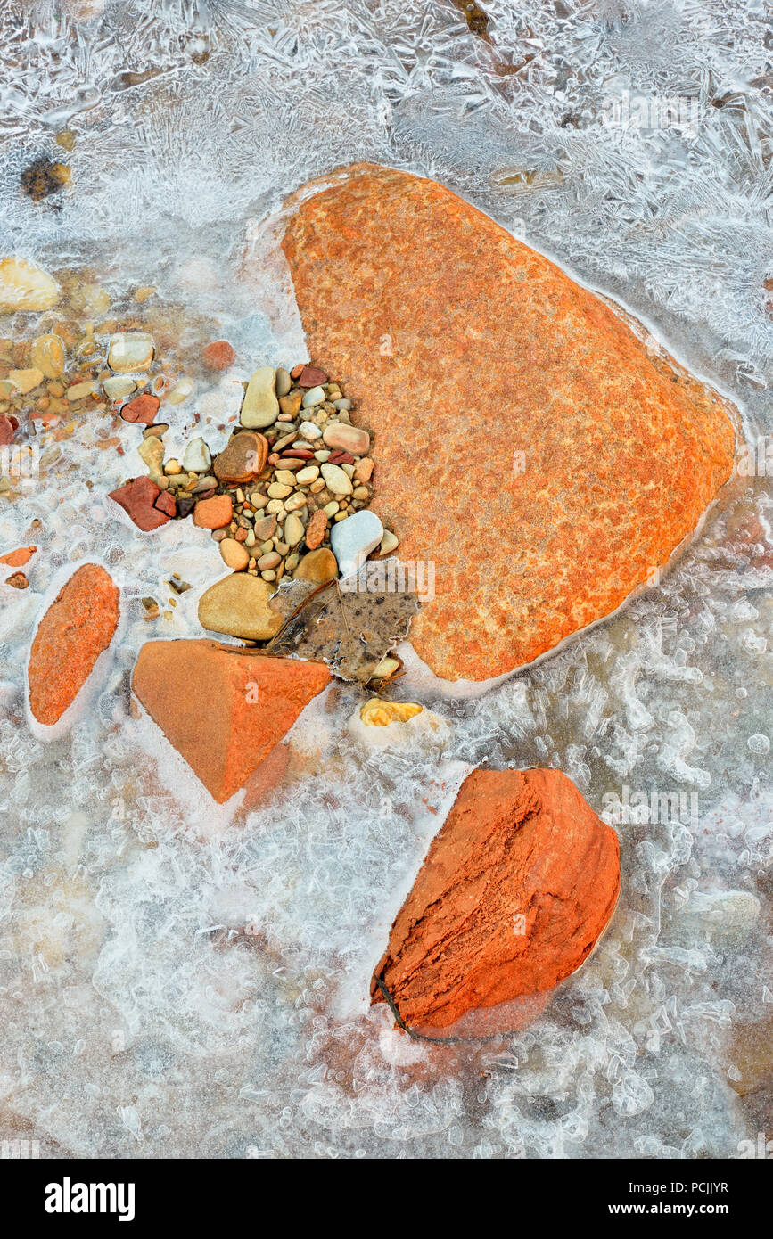 Ice formations along the Pine River, Zion National Park, Utah, USA ...