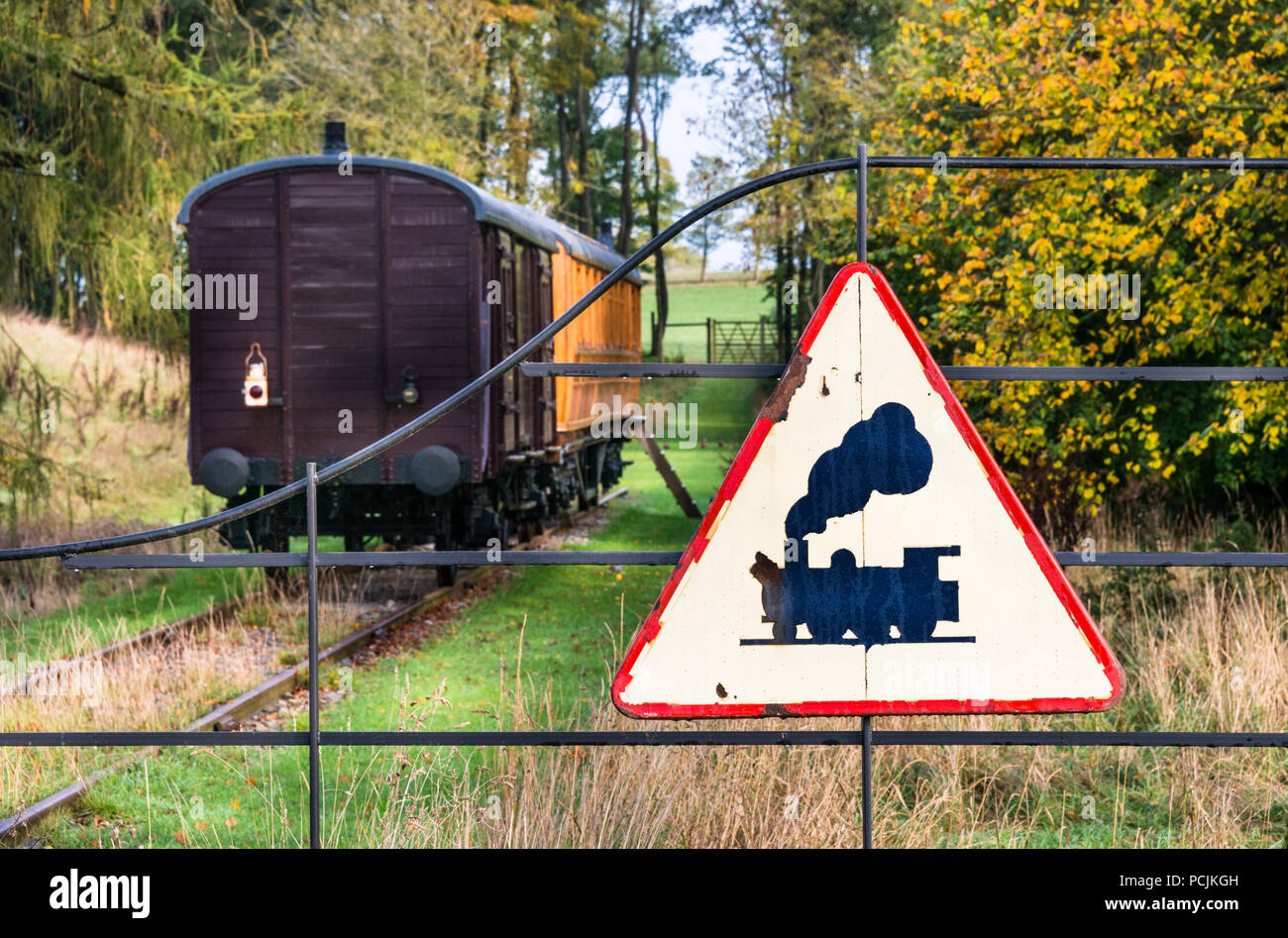 Steam train warning sign hi-res stock photography and images - Alamy