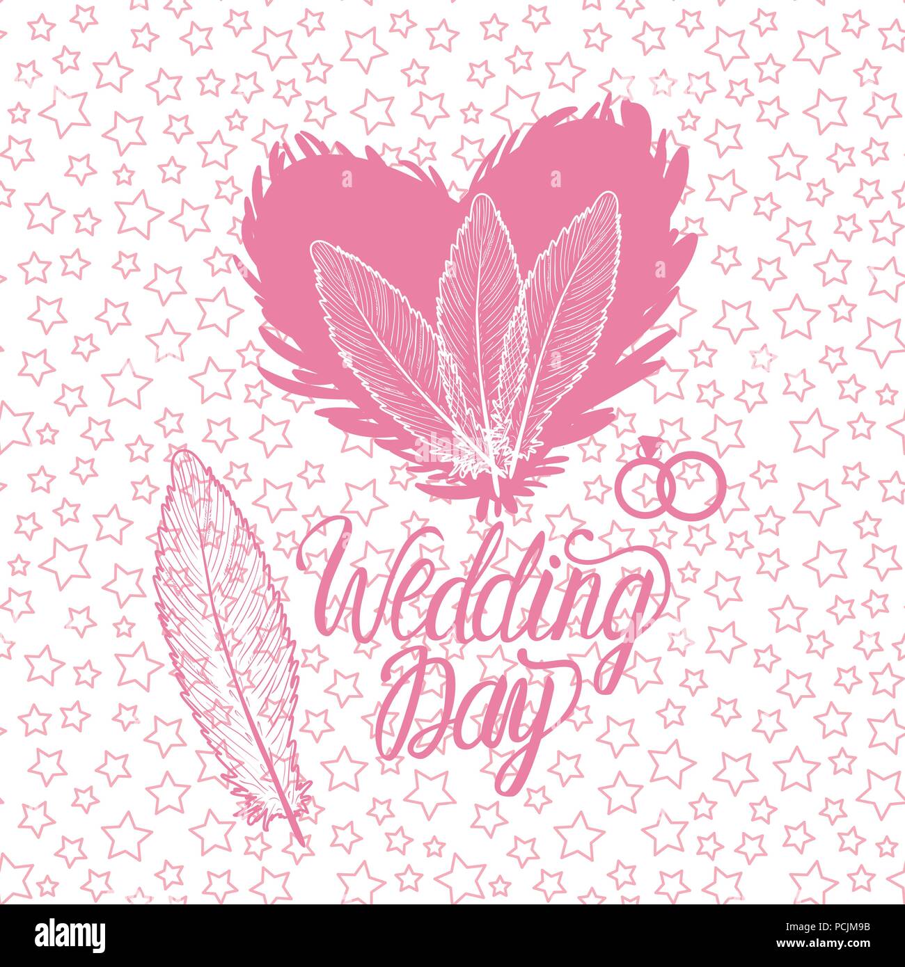 Vector Wedding Day card. Lettering inscriptions Stock Vector Image ...
