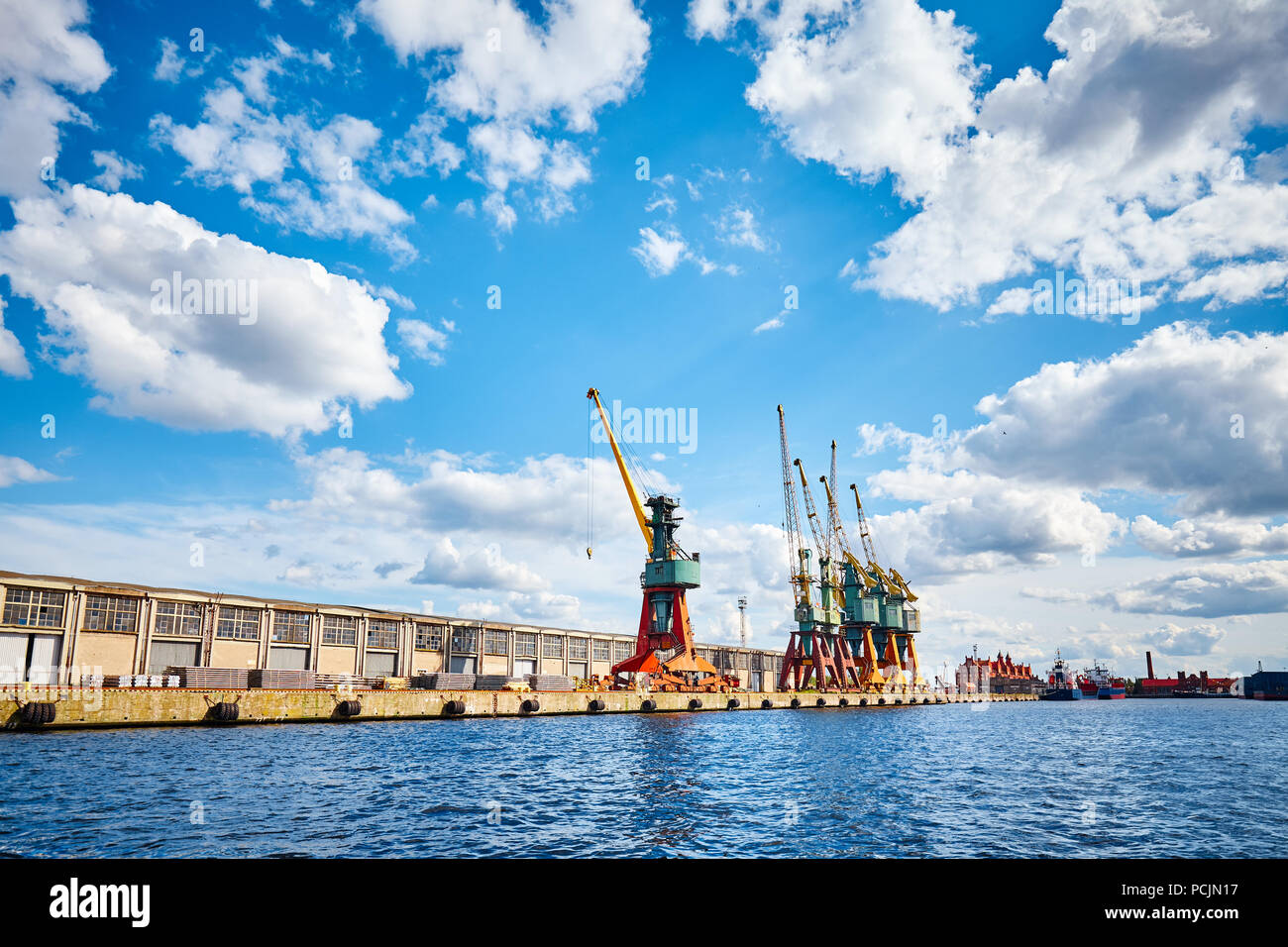 Harbor infrastructure seen from water, Szczecin, Poland Stock Photo - Alamy