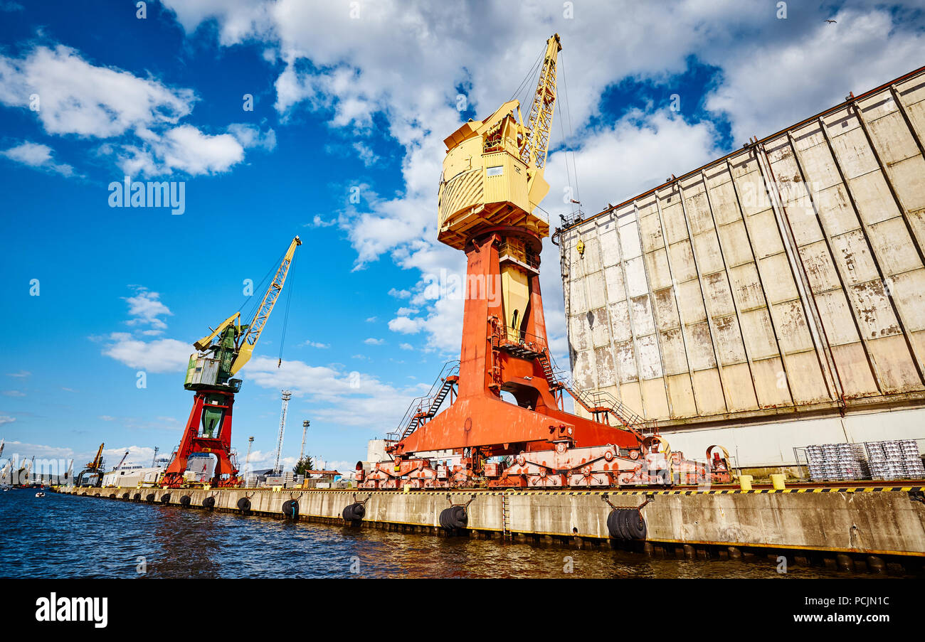 Harbor infrastructure seen from water, Szczecin, Poland Stock Photo - Alamy