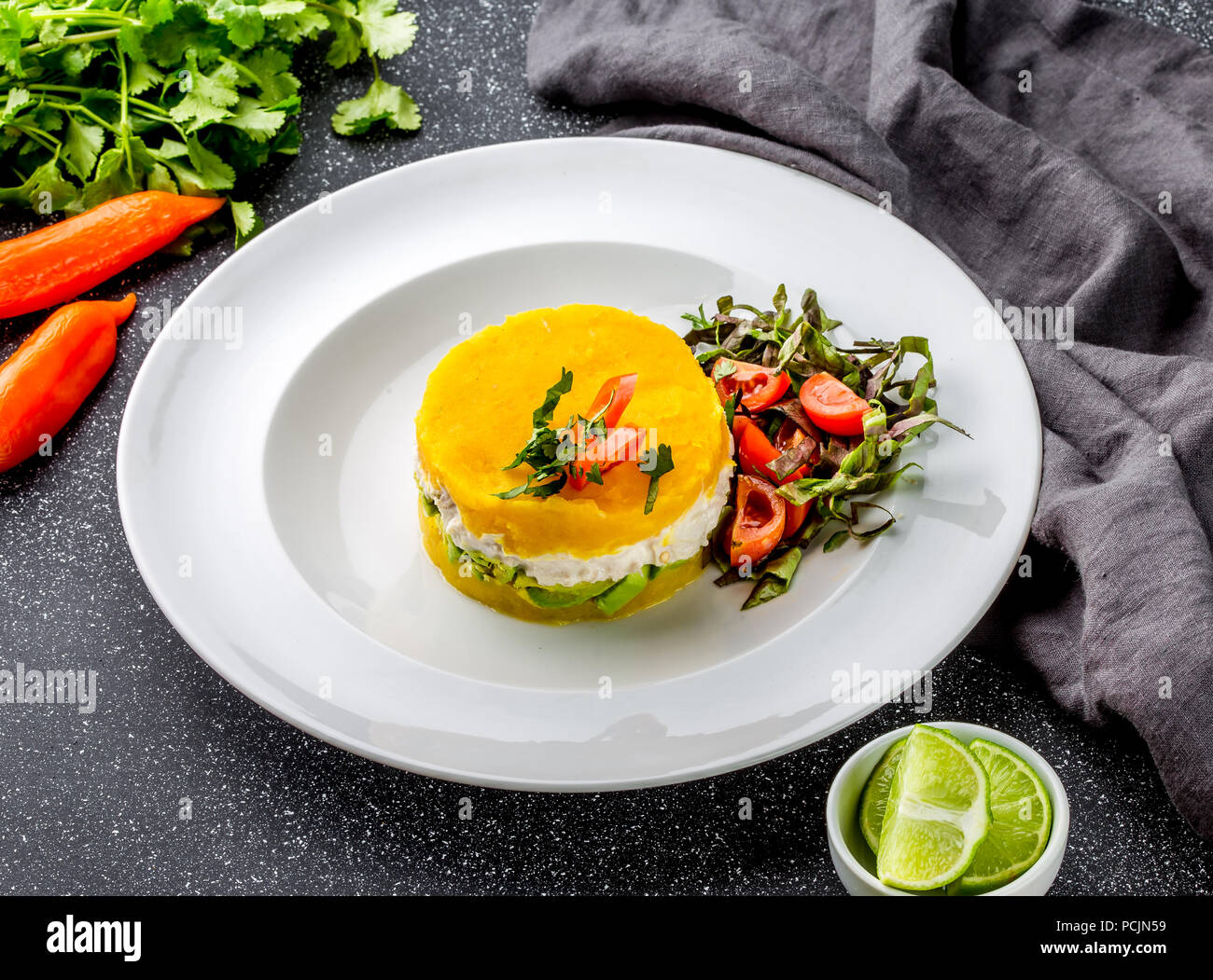 PERUVIAN FOOD. Causa rellena de pollo. Chicken causa rellena ...