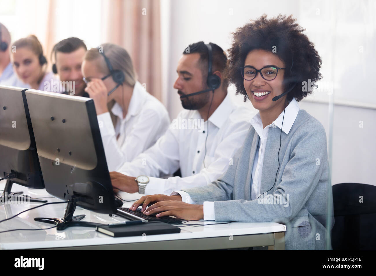 African american black female telemarketer service hi-res stock ...