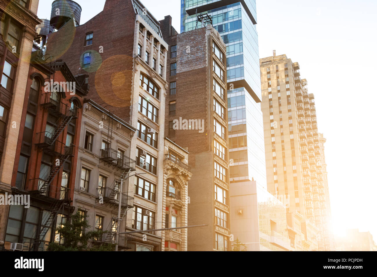 Historic buildings on 23rd Street in Manhattan New York City with ...