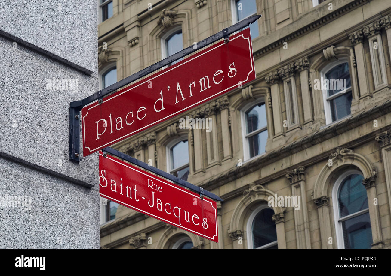Montreal, Canada, August 2, 2018.Street signs in Old Montreal.Credit ...