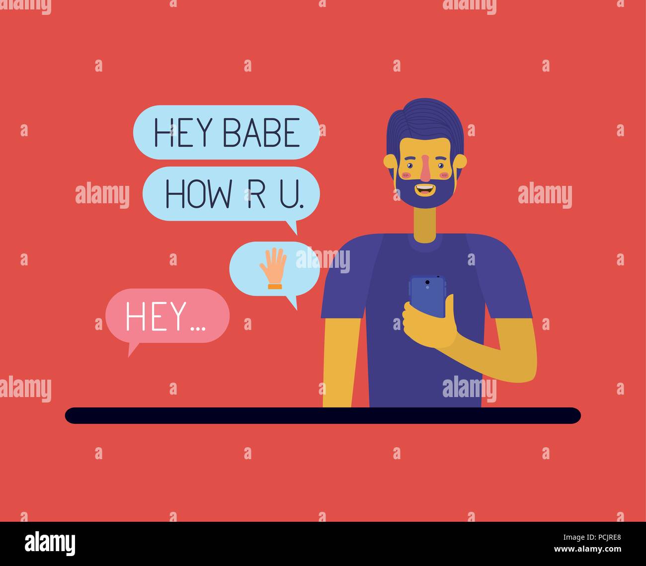 man chating with smartphone Stock Vector Image & Art - Alamy