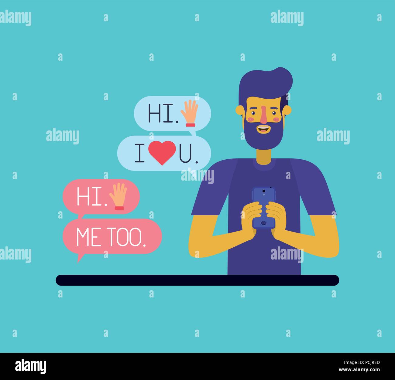 man chating with smartphone Stock Vector Image & Art - Alamy