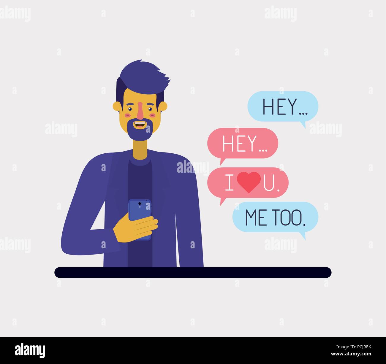 man chating with smartphone Stock Vector Image & Art - Alamy