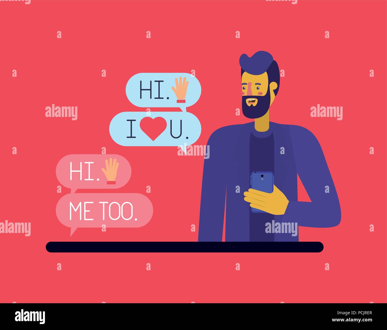 man chating with smartphone Stock Vector Image & Art - Alamy