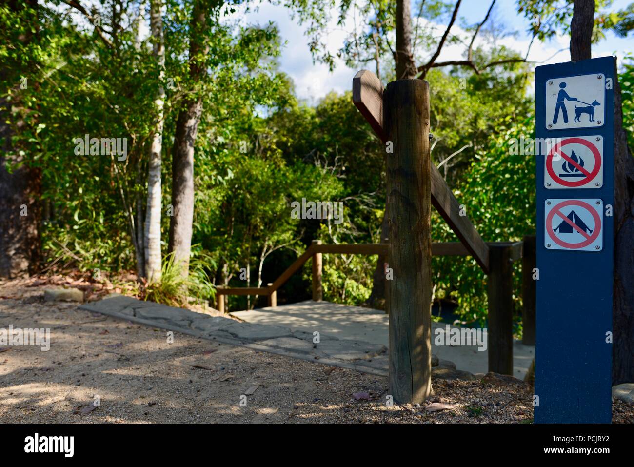 No camping or campfires sign at Cardwell Spa Pool, Cardwell, Queensland ...
