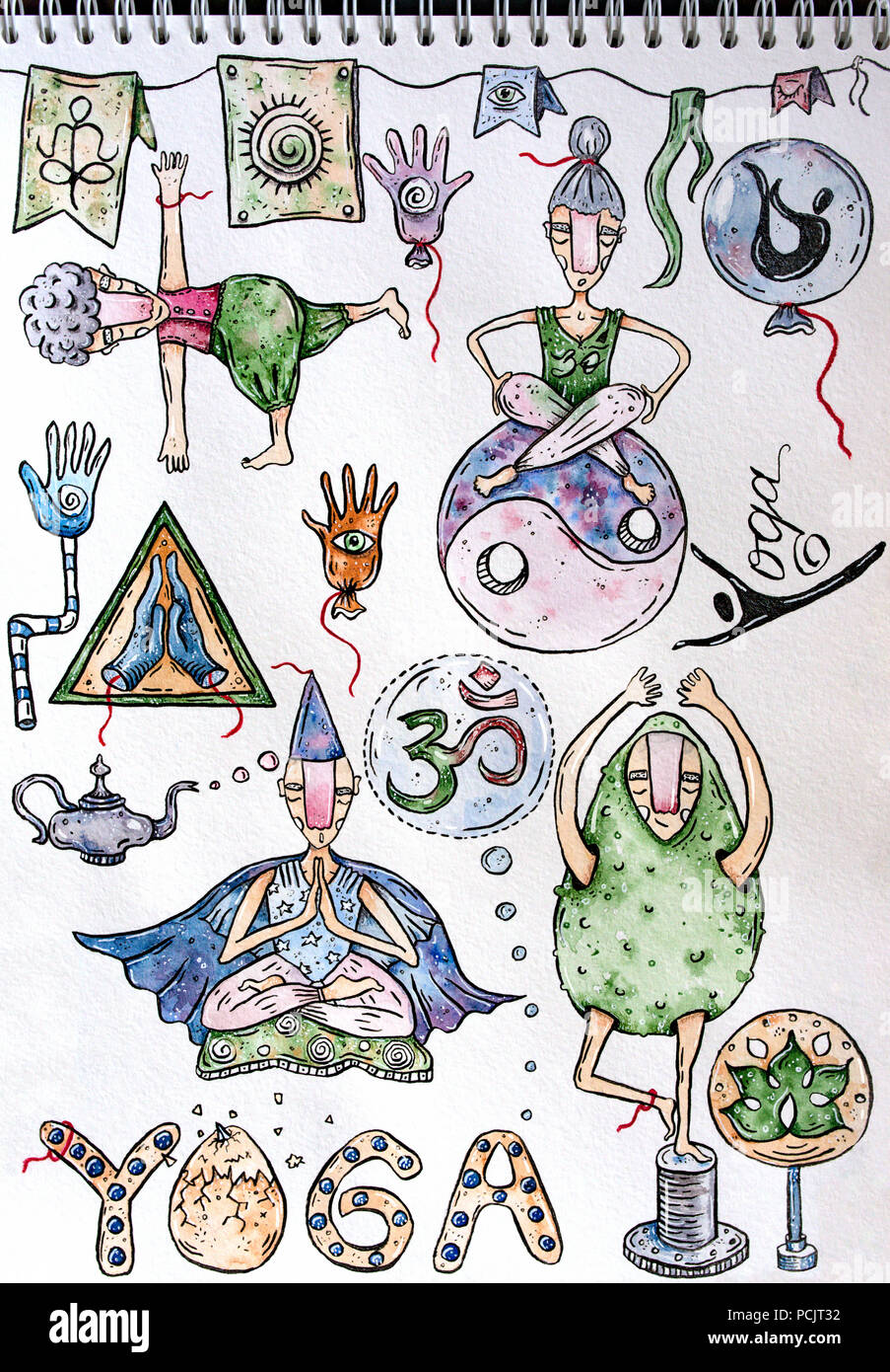 yoga asanas and signs Stock Photo - Alamy