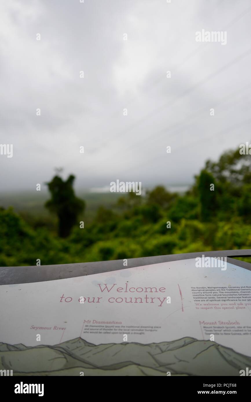 Welcome to our country sign at the Hinchinbrook island lookout ...