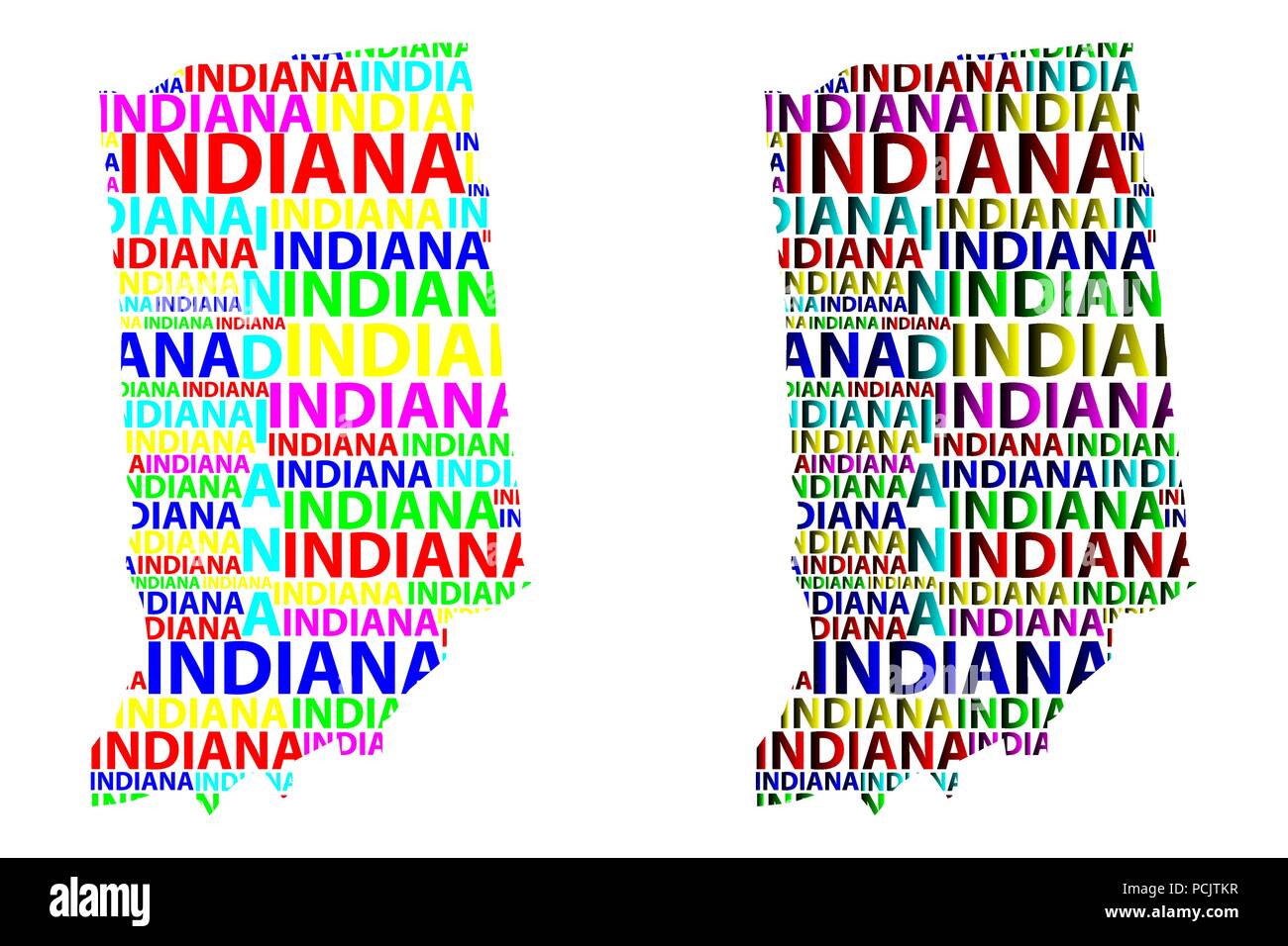 Sketch Indiana (United States of America) letter text map, Indiana map ...