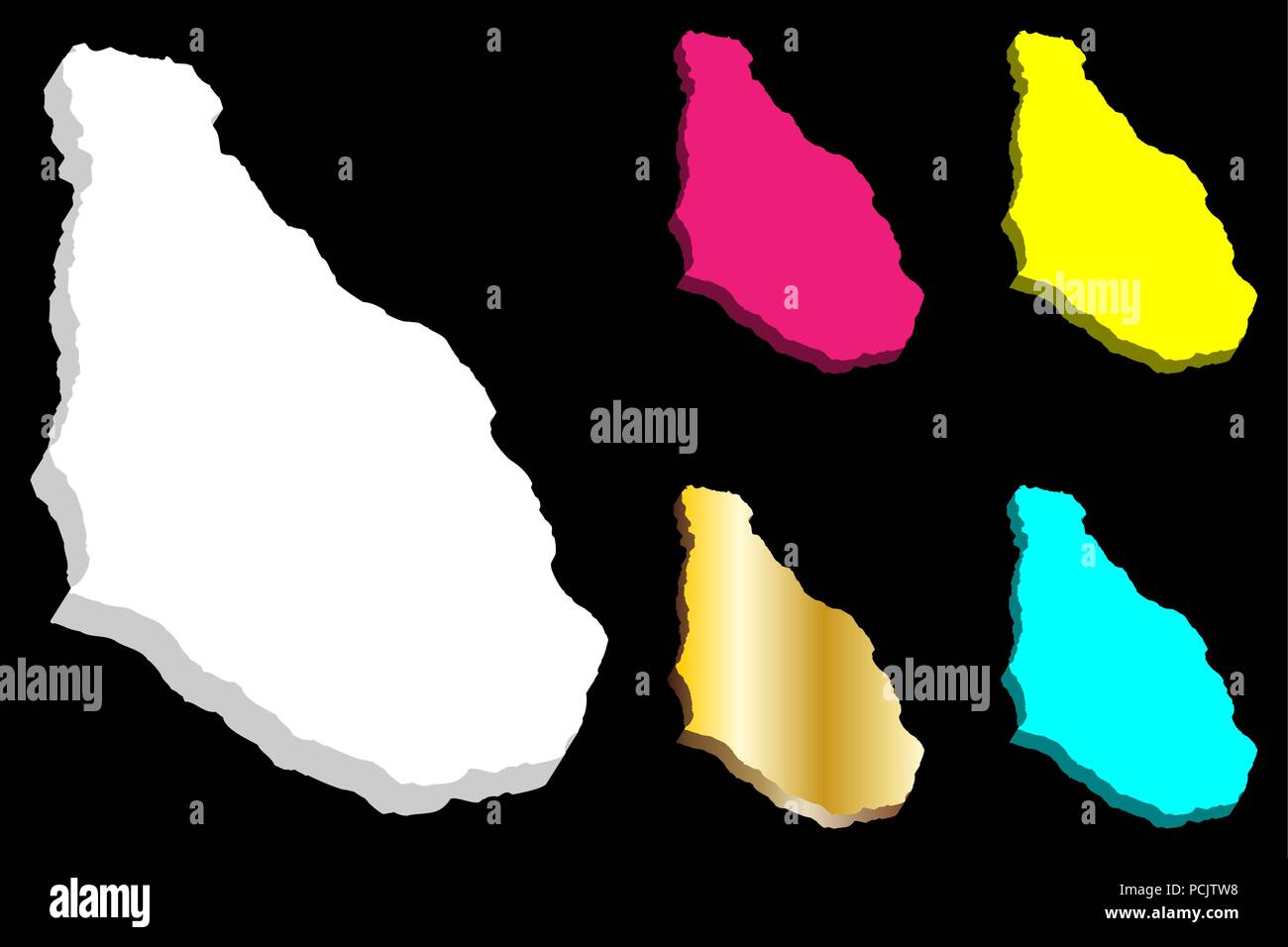 3D map of Montserrat (British Overseas Territory) - white, yellow ...