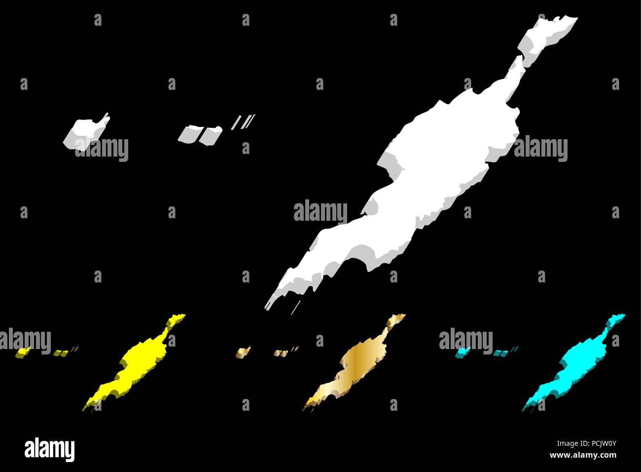 3D map of Anguilla (island of British Overseas Territory) - white ...