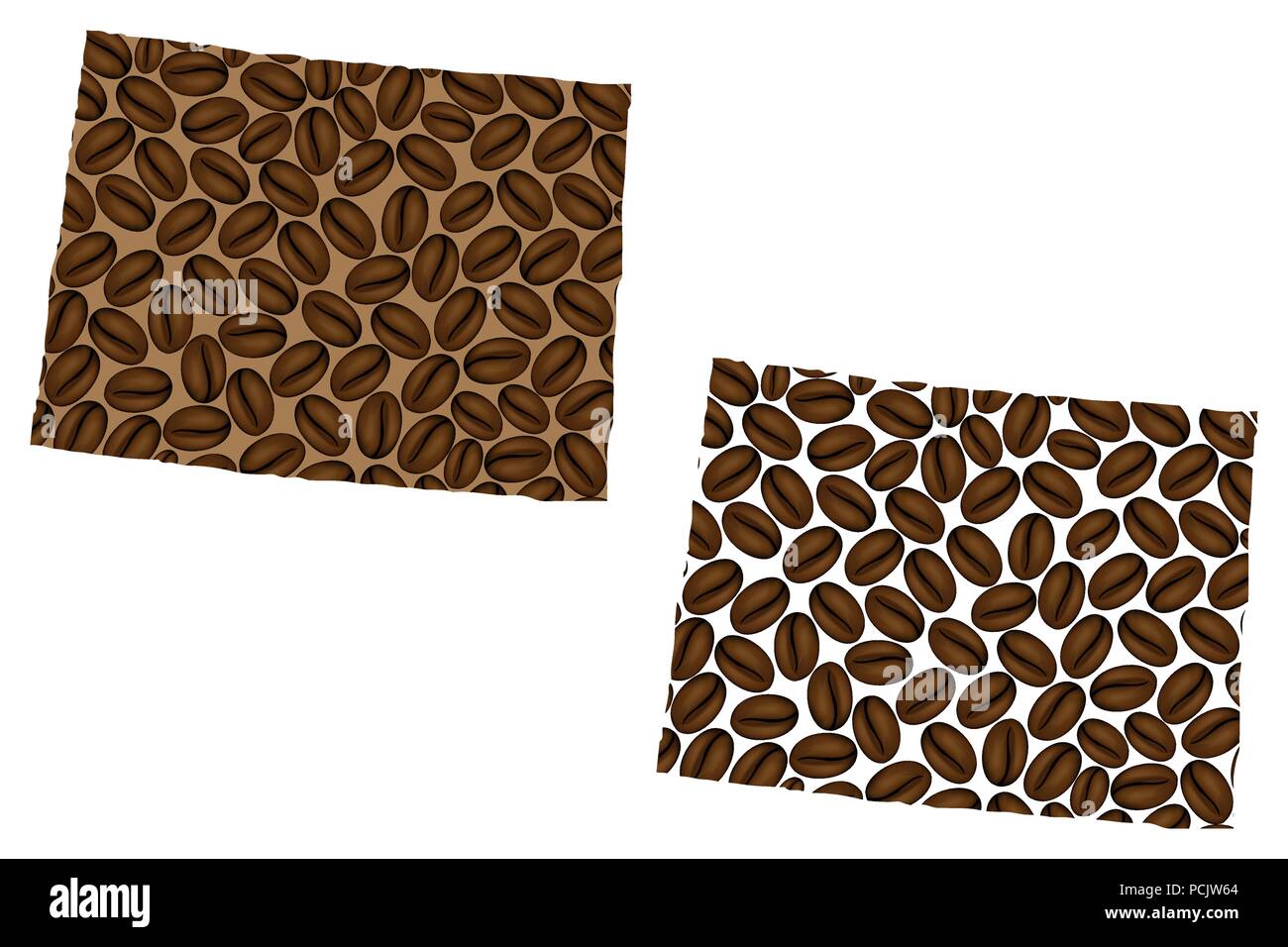 Colorado (United States of America) - map of coffee bean, Colorado map ...