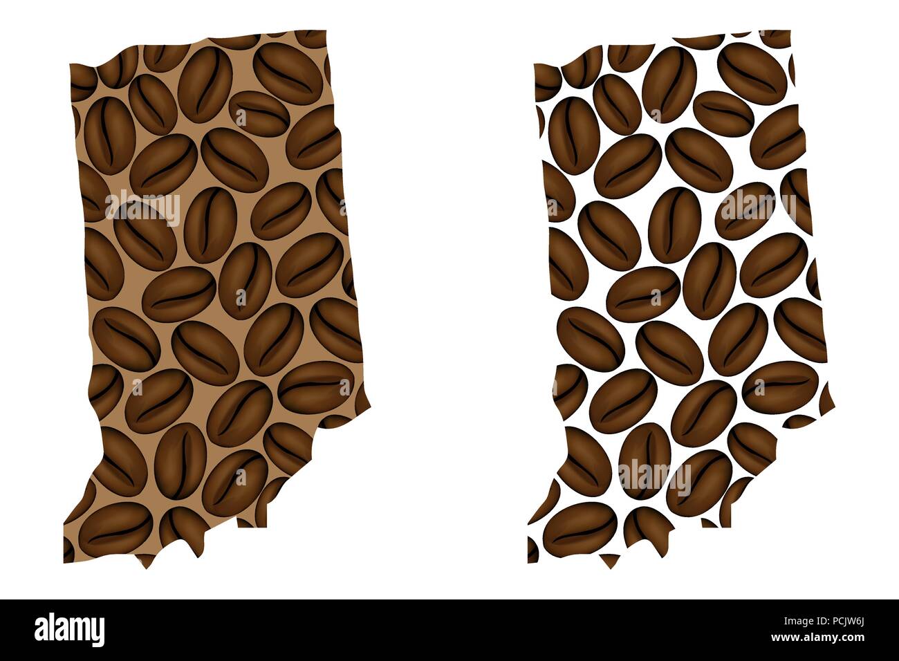 Indiana (United States of America) - map of coffee bean, Indiana map ...