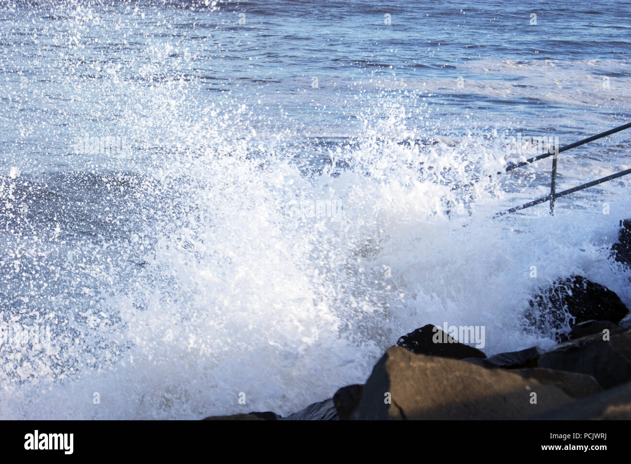 Rough Seas With Waves Crashing England Uk Stock Photo - Alamy