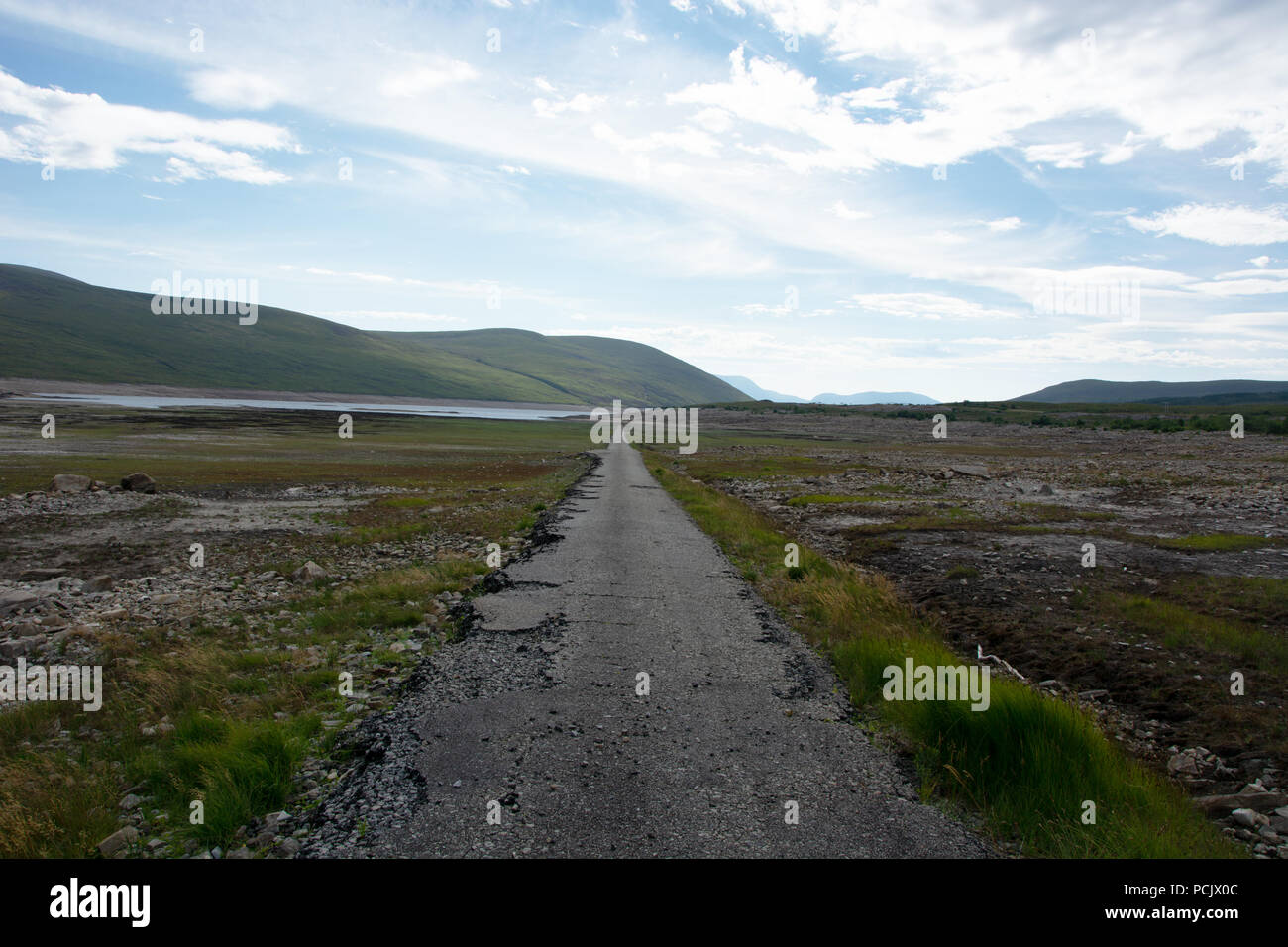 Looking eastwards at the loch bottom and the old Dingwall to Ullapool ...