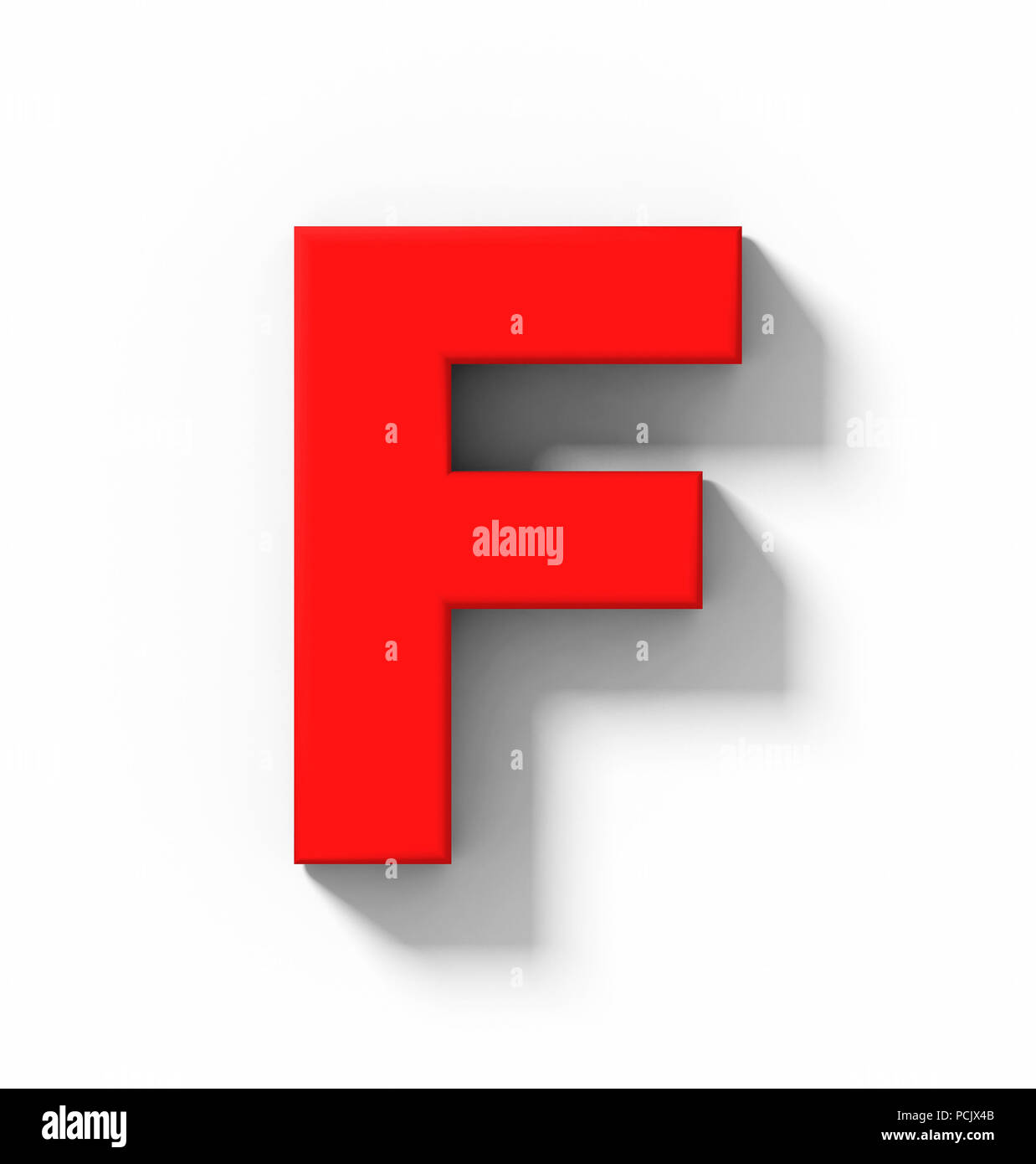 letter F 3D red isolated on white with shadow - orthogonal projection ...