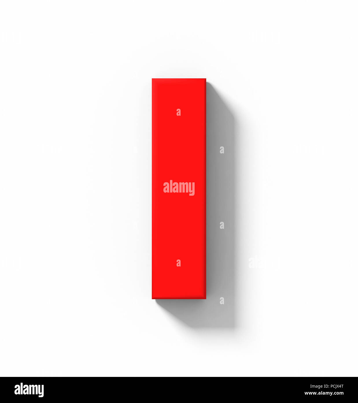 letter I 3D red isolated on white with shadow - orthogonal projection ...