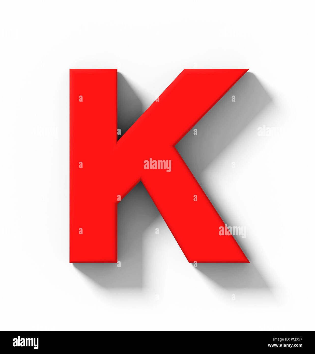 letter K 3D red isolated on white with shadow - orthogonal projection ...