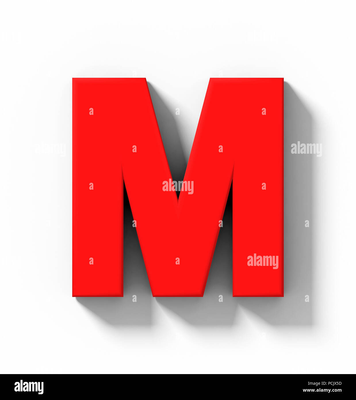 letter M 3D red isolated on white with shadow - orthogonal projection ...