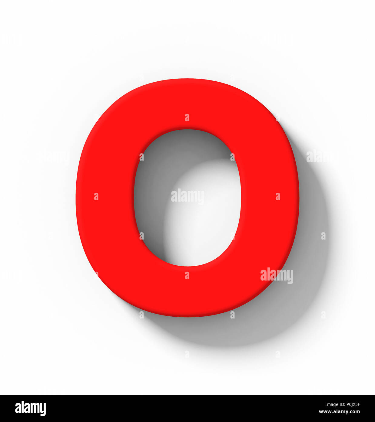 letter O 3D red isolated on white with shadow - orthogonal projection ...