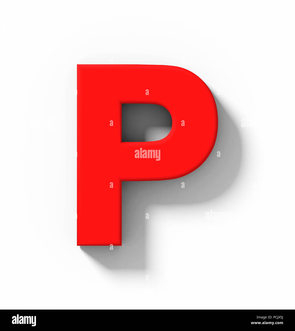 letter P 3D red isolated on white with shadow - orthogonal projection ...
