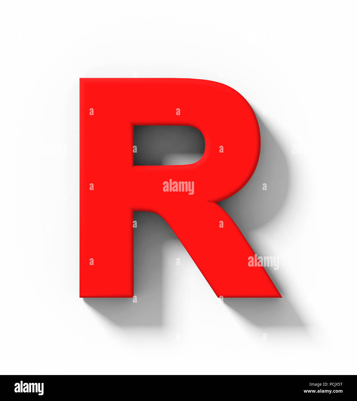 letter R 3D red isolated on white with shadow - orthogonal projection ...