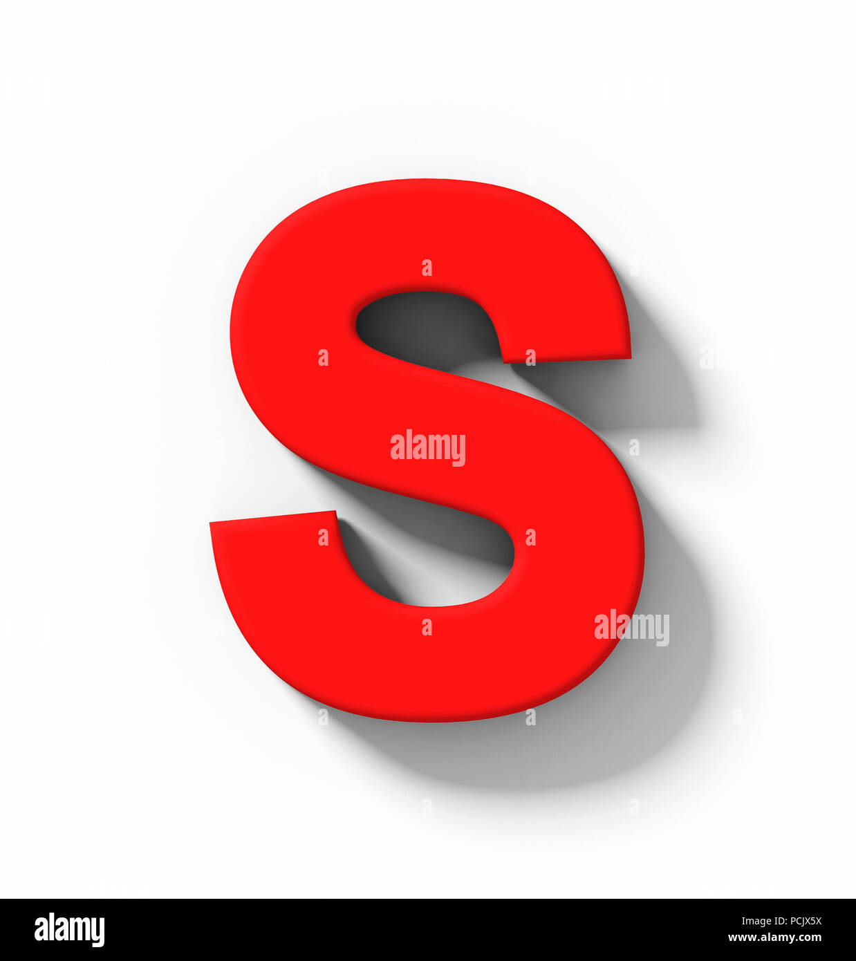 letter S 3D red isolated on white with shadow - orthogonal projection ...