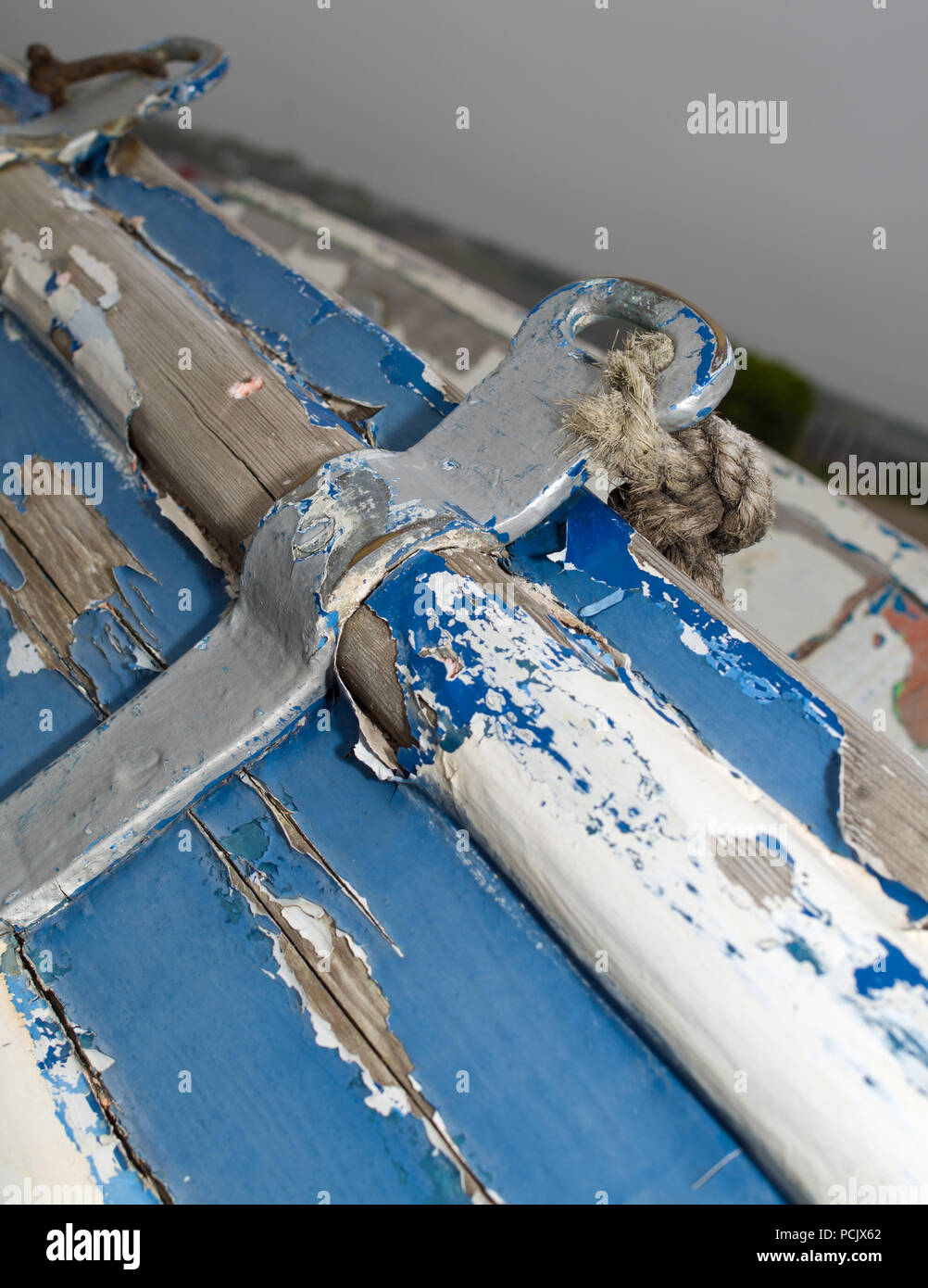 Old Blue Wooden Boat Barrow in Furness Stock Photo - Alamy
