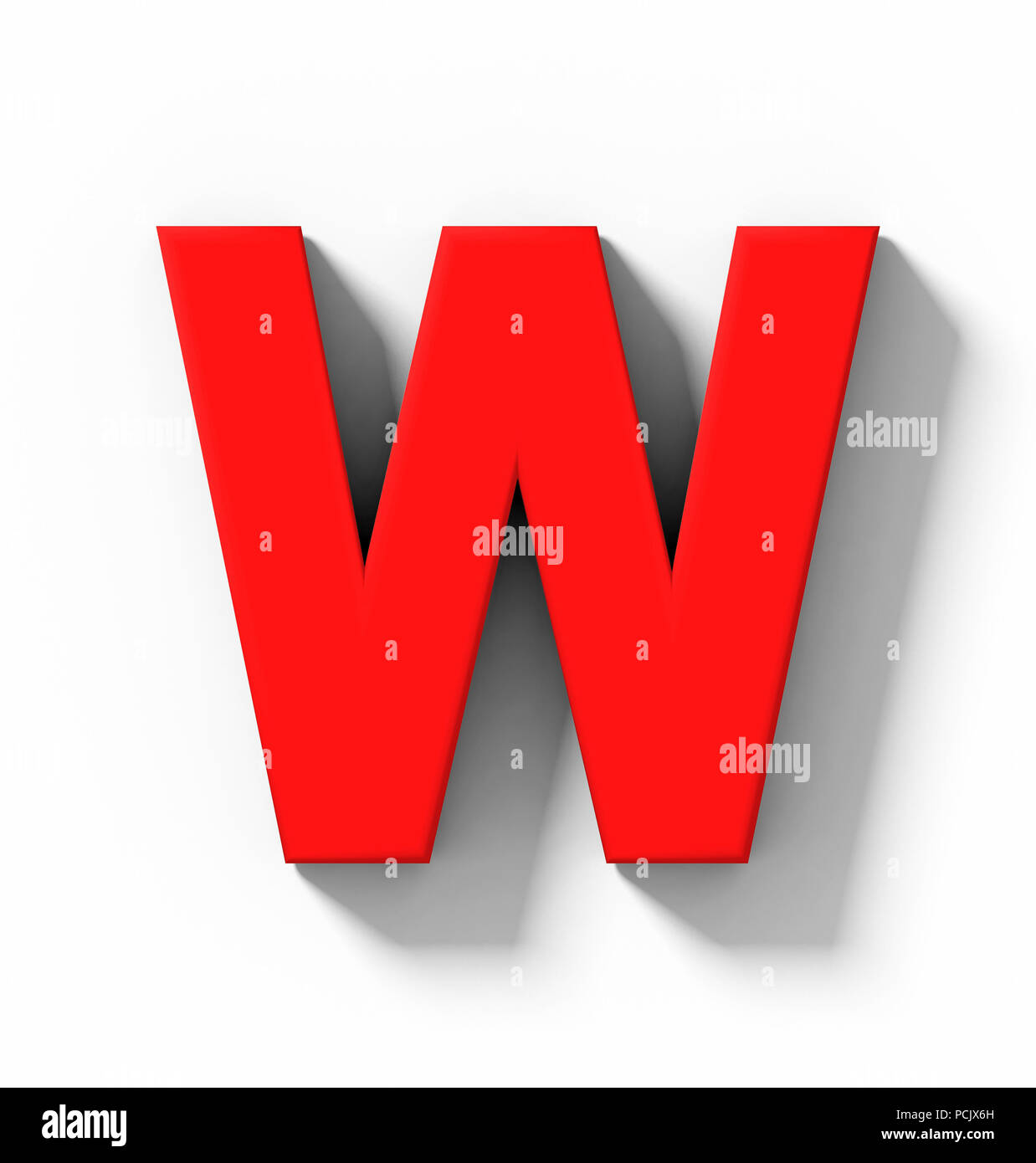 letter W 3D red isolated on white with shadow - orthogonal projection ...