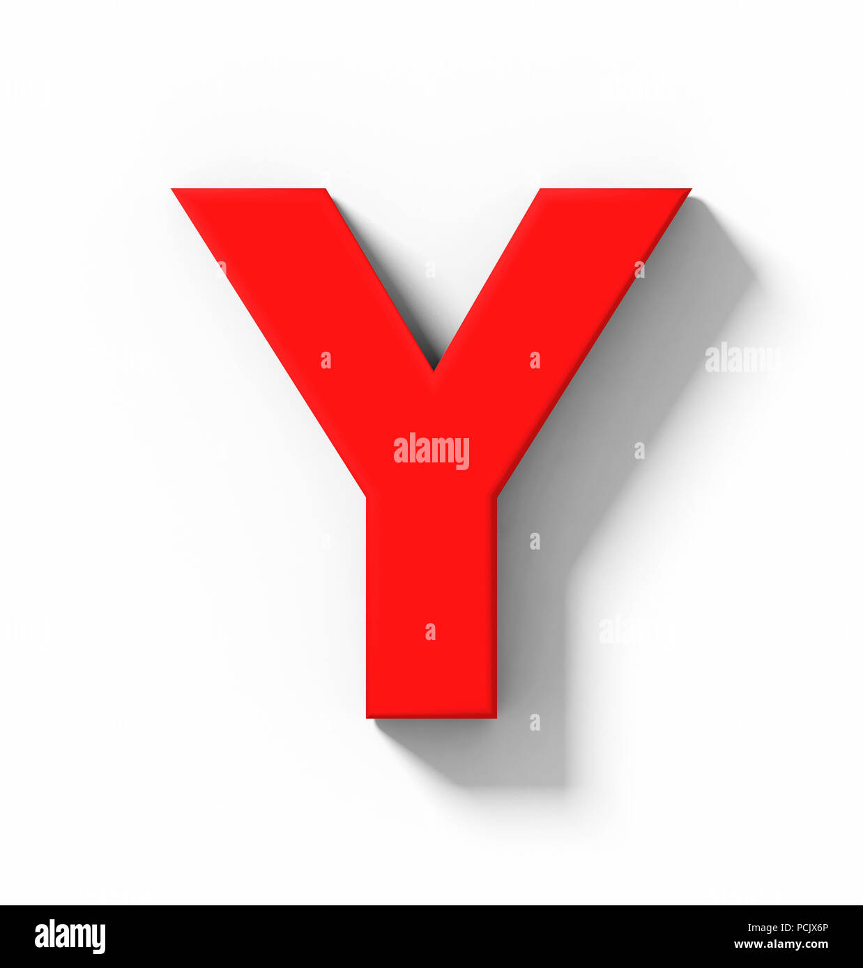 letter Y 3D red isolated on white with shadow - orthogonal projection ...