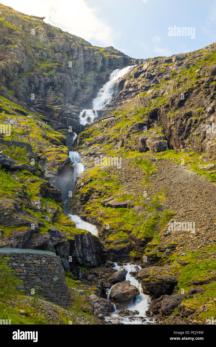 Stigfossen waterfall on Trollstigen road, Norway Stock Photo - Alamy