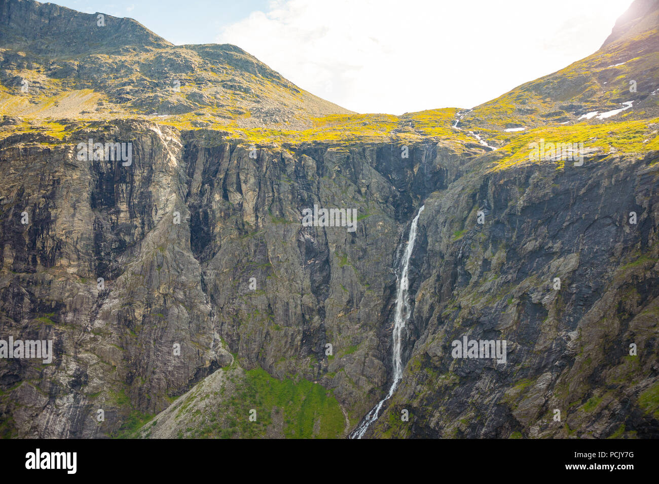 Mountain waterfall on Trollstigen road, Norway Stock Photo - Alamy