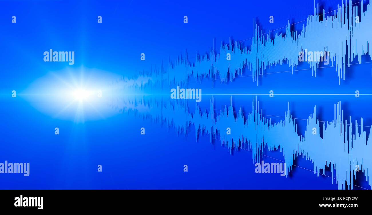 3D shape of sound waves on a blue background Stock Photo - Alamy